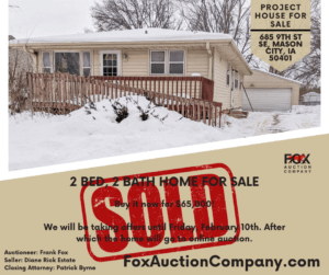 Project home for sale! -SOLD!! - Fox Auction Company